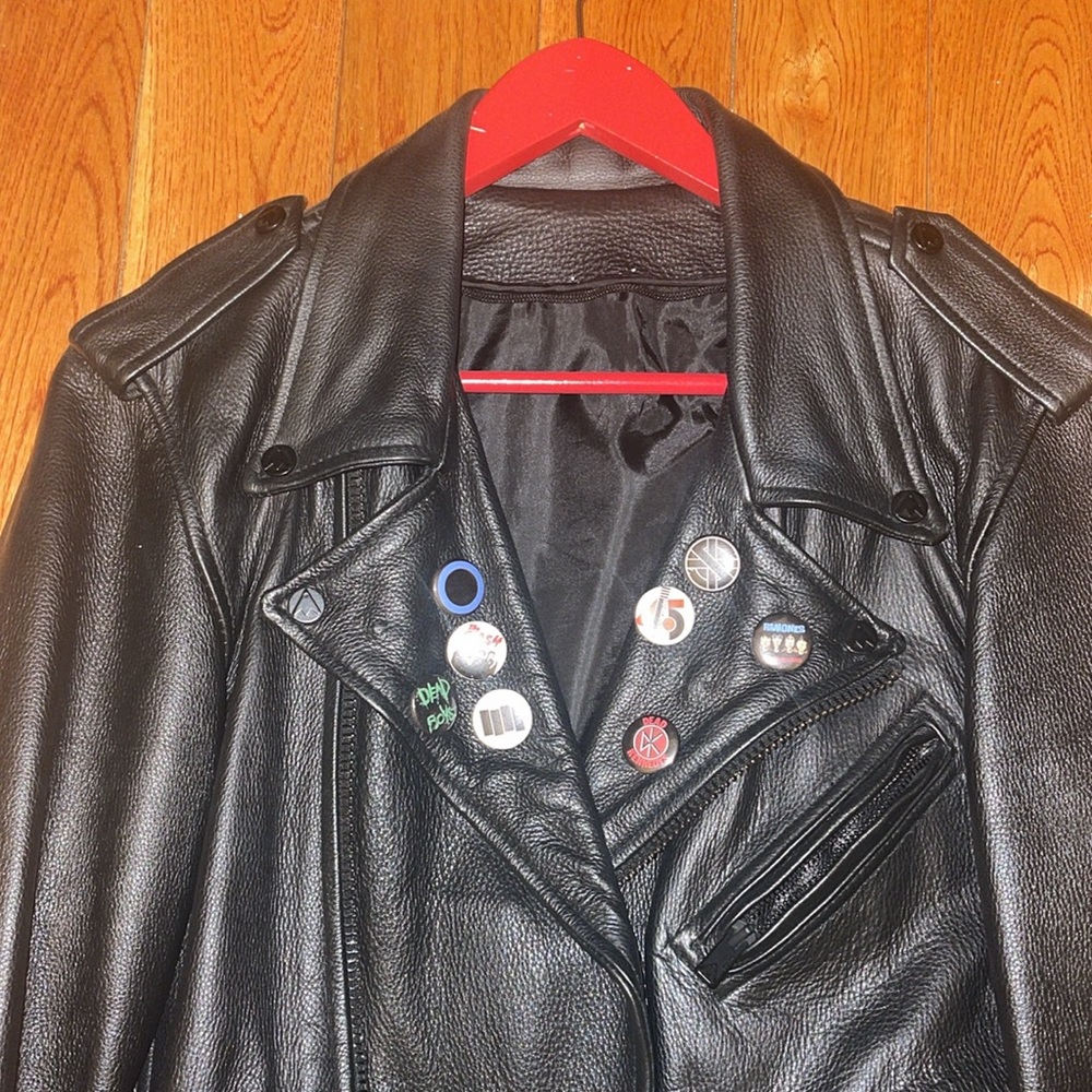 Top Gun Leather Moto Jacket With Buttons - Gem